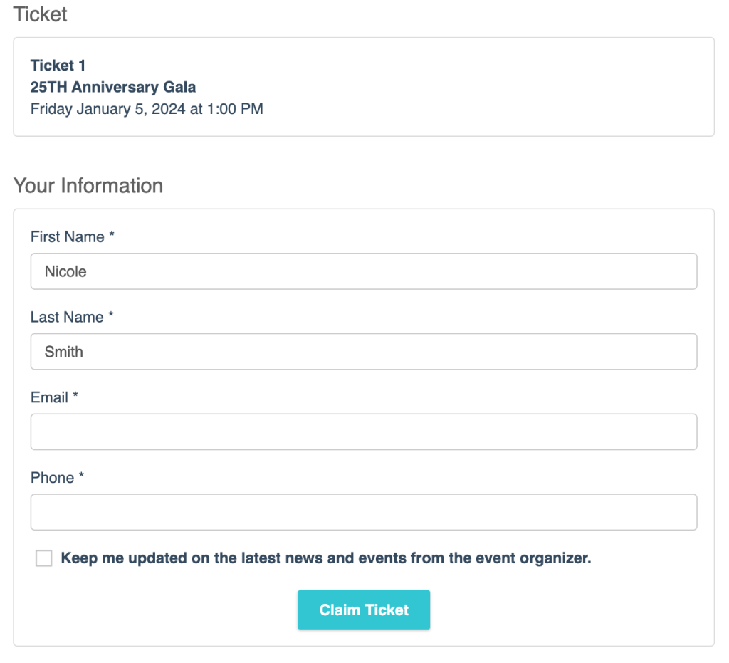 Collect 100% attendee data with Claim Your Ticket options