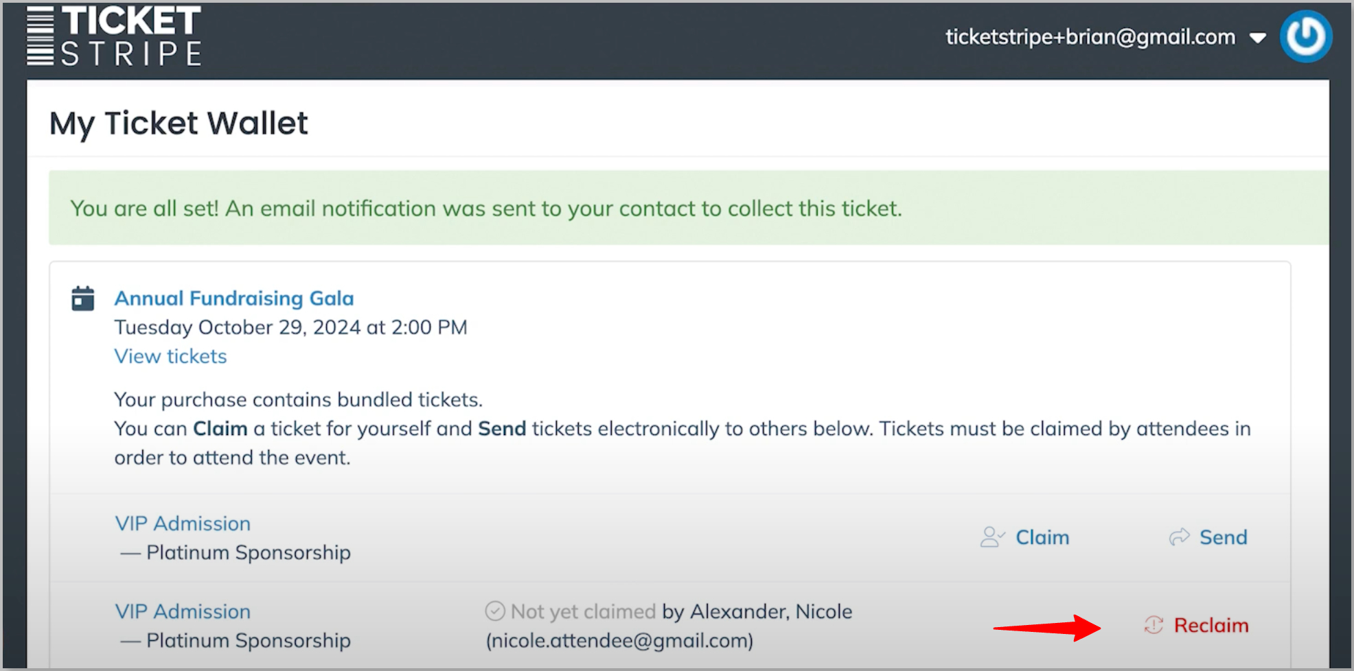 How to Reclaim and Distribute tickets with Ticketstripe