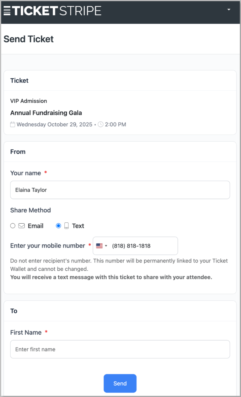 How to share tickets from a ticket wallet - Ticketstripe